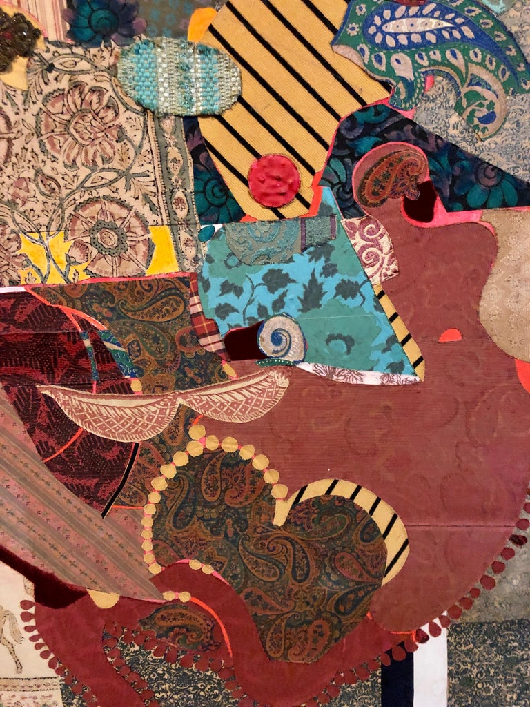 John Udvardy - Large Mixed Media Mod Fabric Collage Textile Painting ...