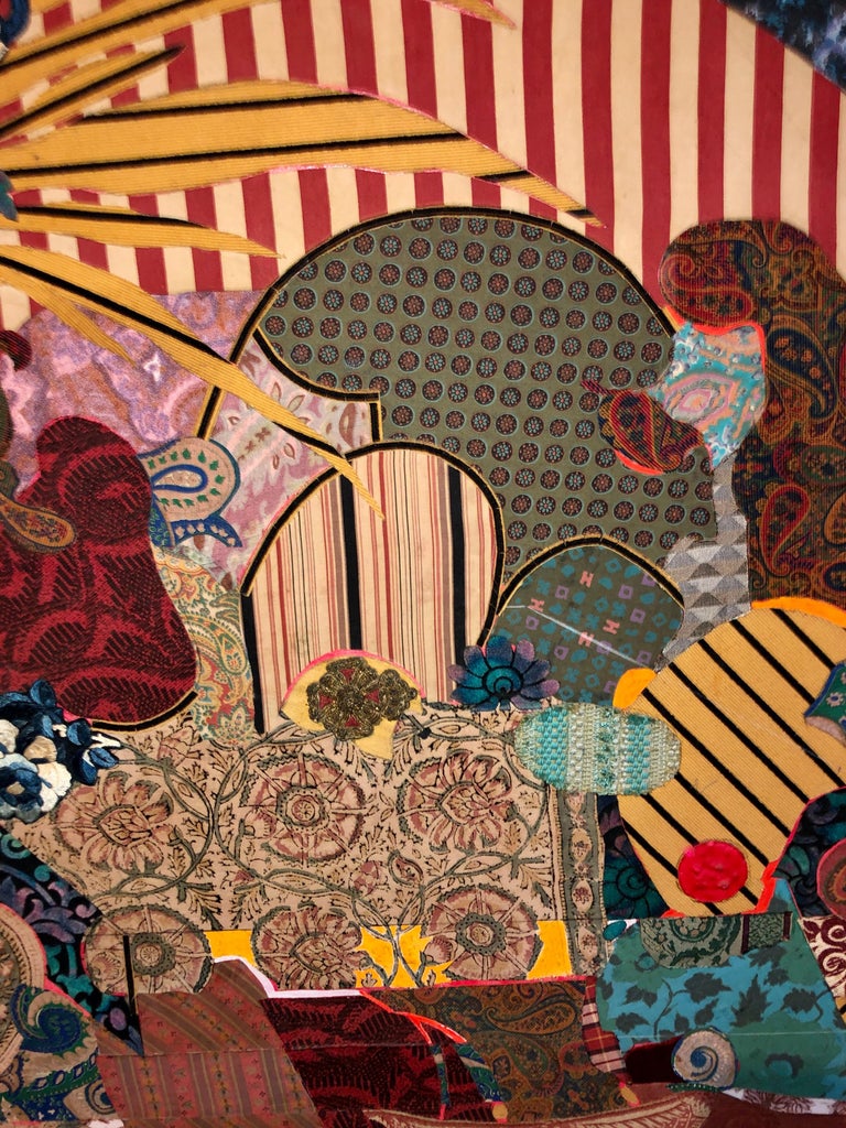 John Udvardy - Large Mixed Media Mod Fabric Collage Textile Painting ...