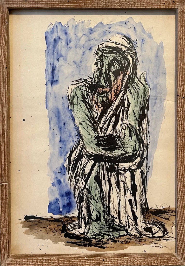 Ben-Zion Weinman - Abstract Expressionist Rabbi Watercolor Painting ...