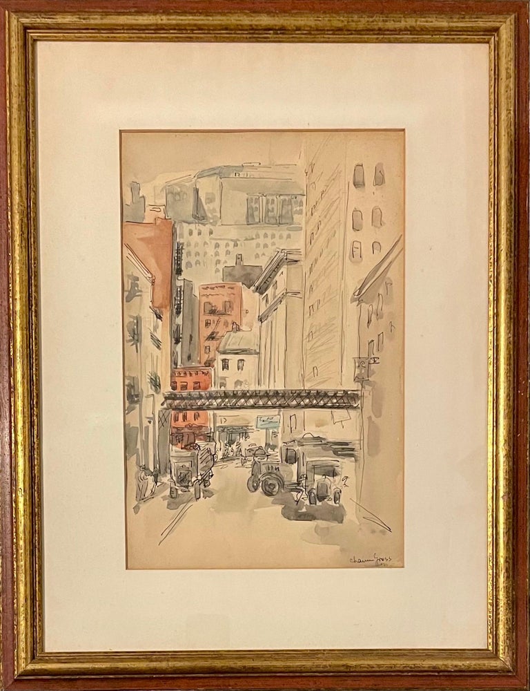 Chaim Gross - Rare Chaim Gross Watercolor Painting Manhattan ...