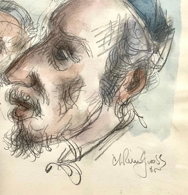 Chaim Gross - Chaim Gross Mid Century Mod Judaica Jewish Watercolor ...