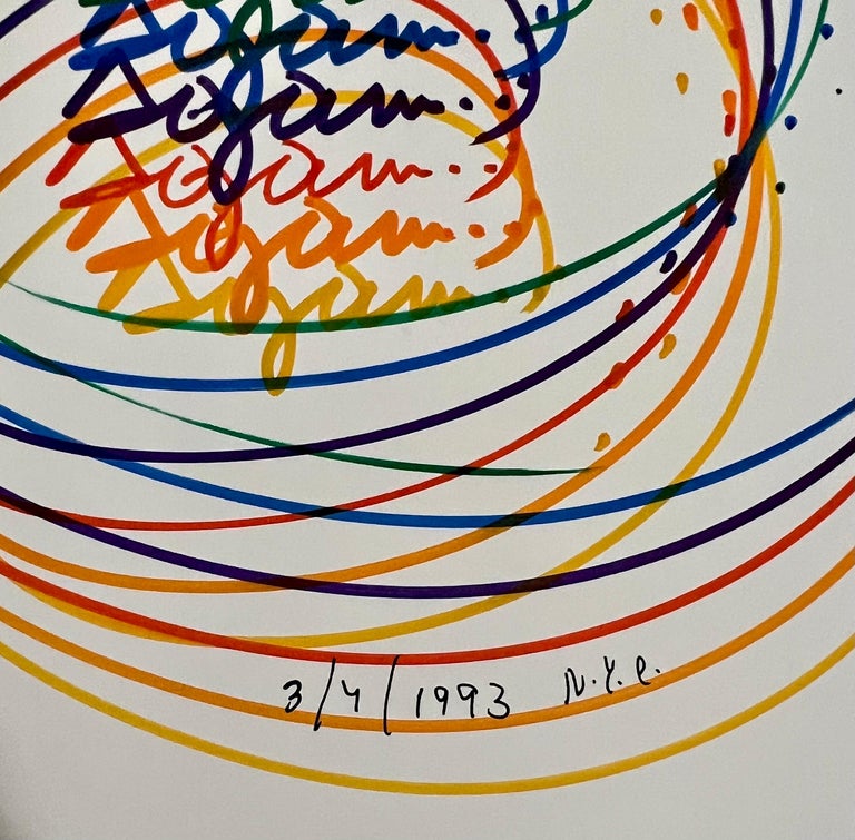 Yaacov Agam - Agam Original Marker Drawing Colourful Spirals Hand ...