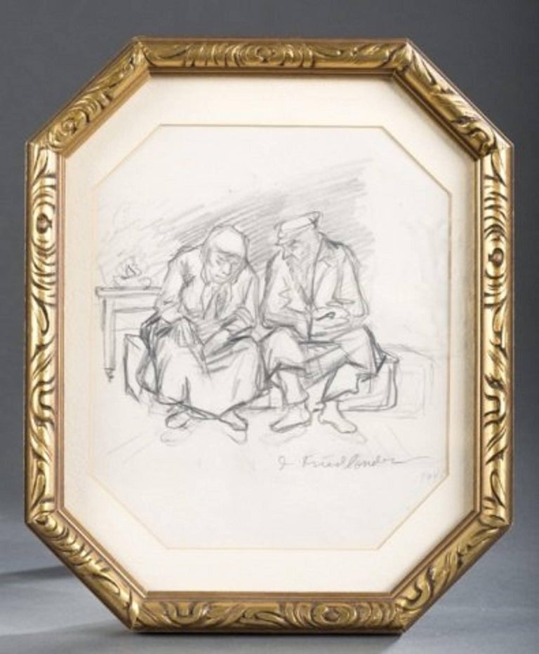 Isaac Friedlander - RARE WPA ARTIST ISAAC FRIEDLANDER Judaica Drawing ...