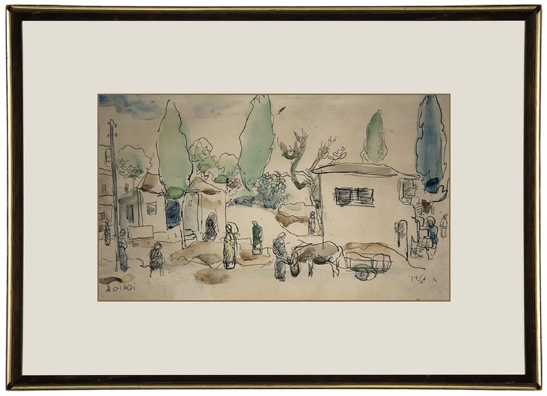 Aharon Giladi - Old Yishuv, Israel, Watercolor Painting Israeli ...