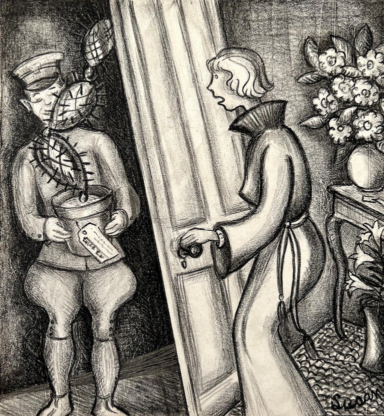 Susan Flint - Surprised Woman with Cactus 1920s Female Illustrator For ...