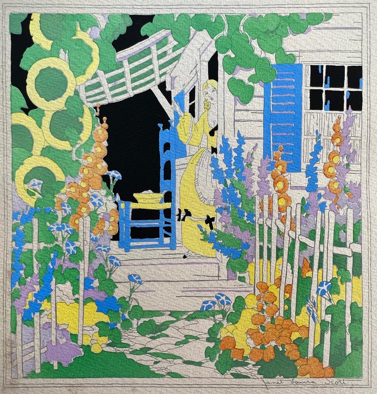 Janet Laura Scott - Illustration Arts and Crafts d'une femme en robe ...