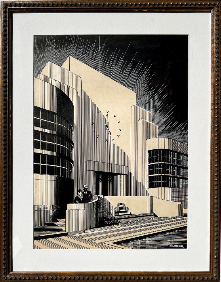 Charles Perry Weimer - Art Deco Couple In Front of Black and White Art ...