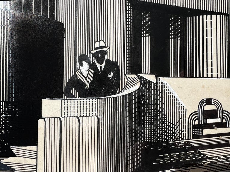 Charles Perry Weimer - Art Deco Couple In Front of Black and White Art ...