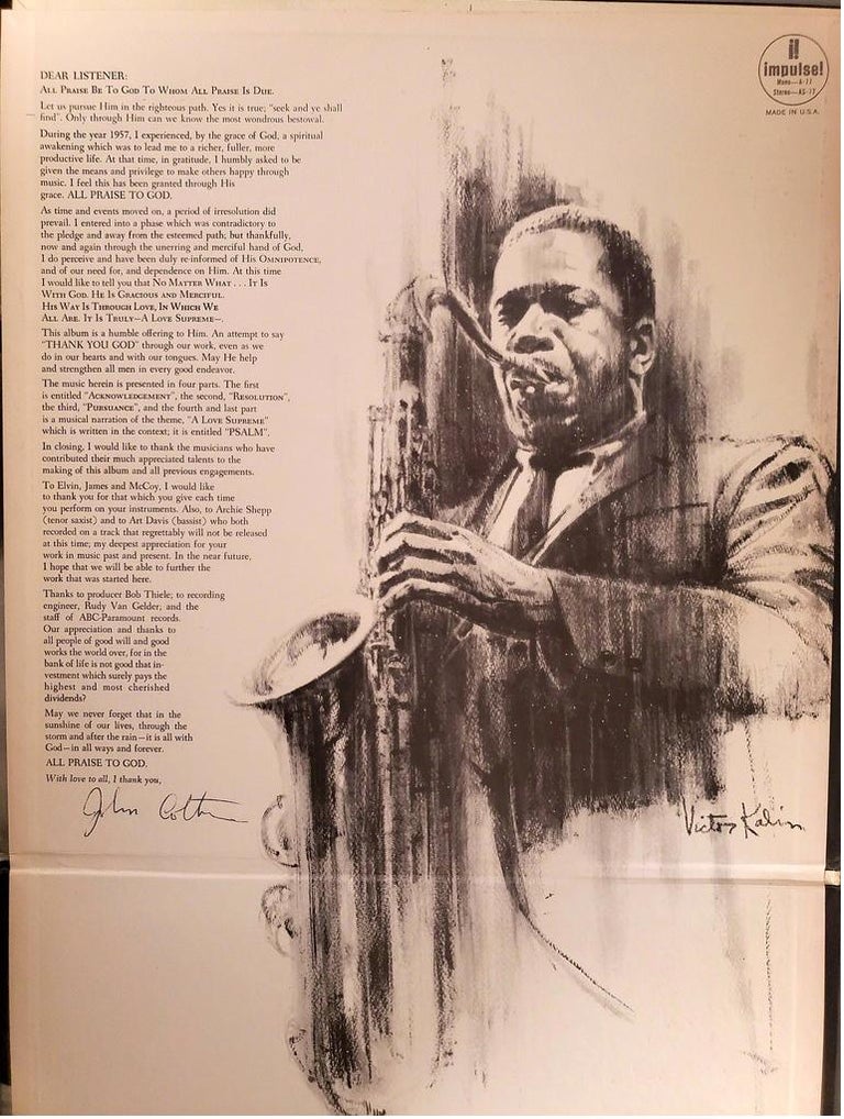 Victor Kalin - John Coltrane Portrait - Appeared in Love Supreme Album ...