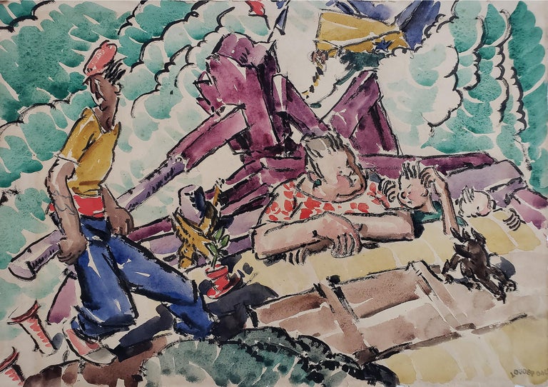 Walt Louderback - Fisherman and Family on Boat For Sale at 1stDibs