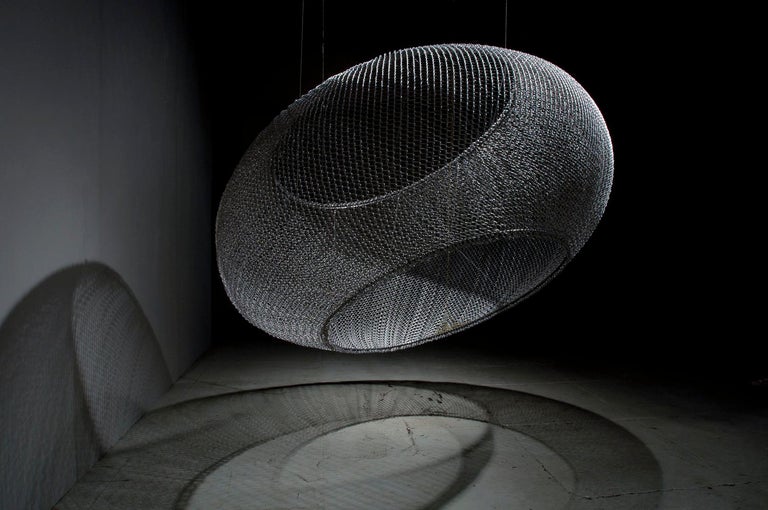 John Ruppert - "Suspended Cauldron" Abstract, Metal Chain Link ...