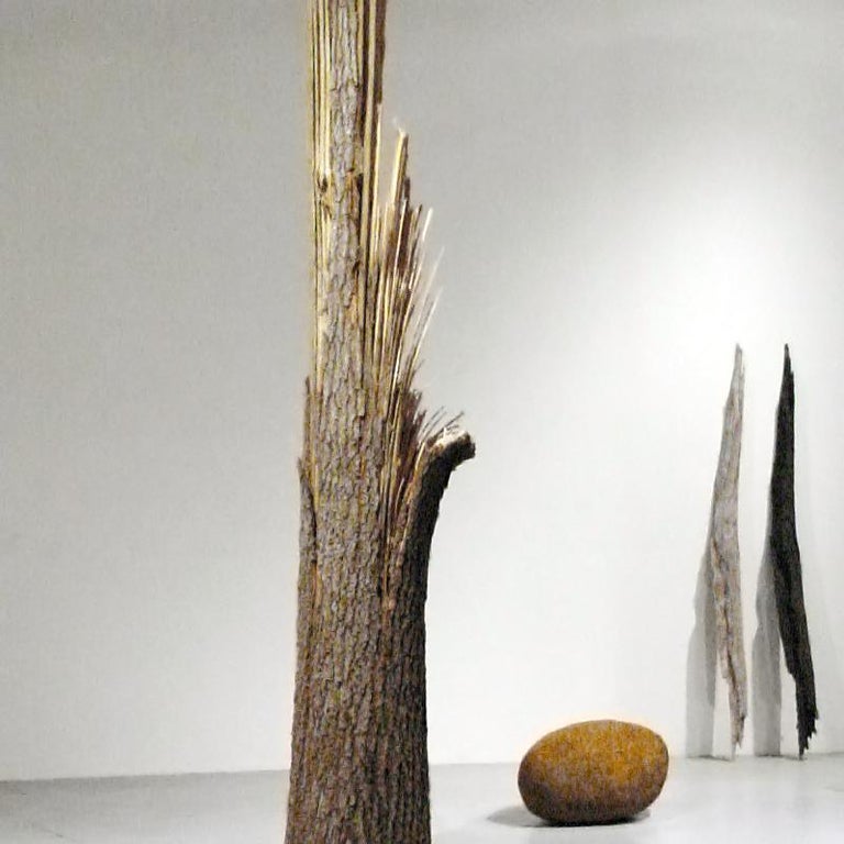 John Ruppert - "Tornado Tree and Boulders" Abstract, Oak Wood Sculpture ...