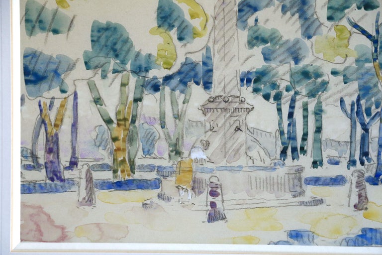 Henri Person - Figures in a Park - 19th Century Watercolour, Figures in ...