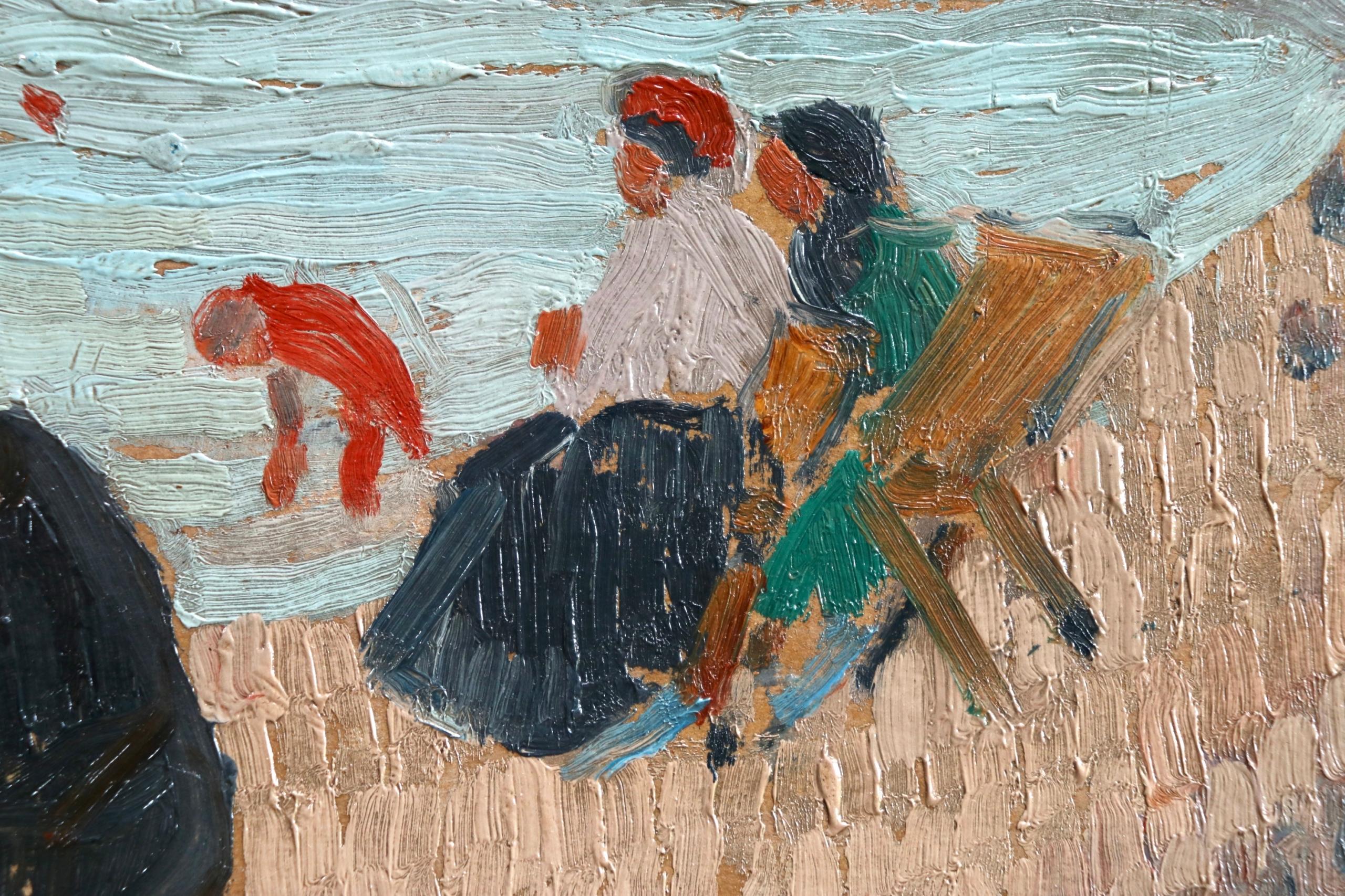 Charles Robert Boulet - Sur la plage - Pointillist Oil, Figures in ...