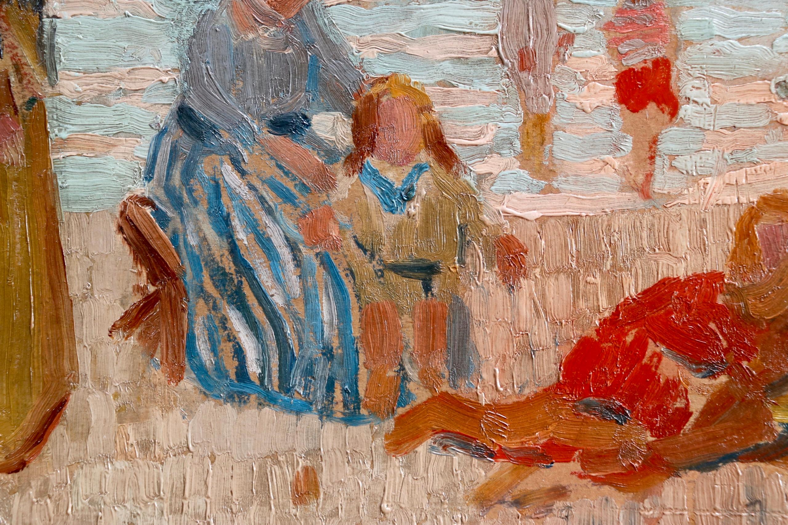 Charles Robert Boulet - Sur la plage - Pointillist Oil, Figures in ...