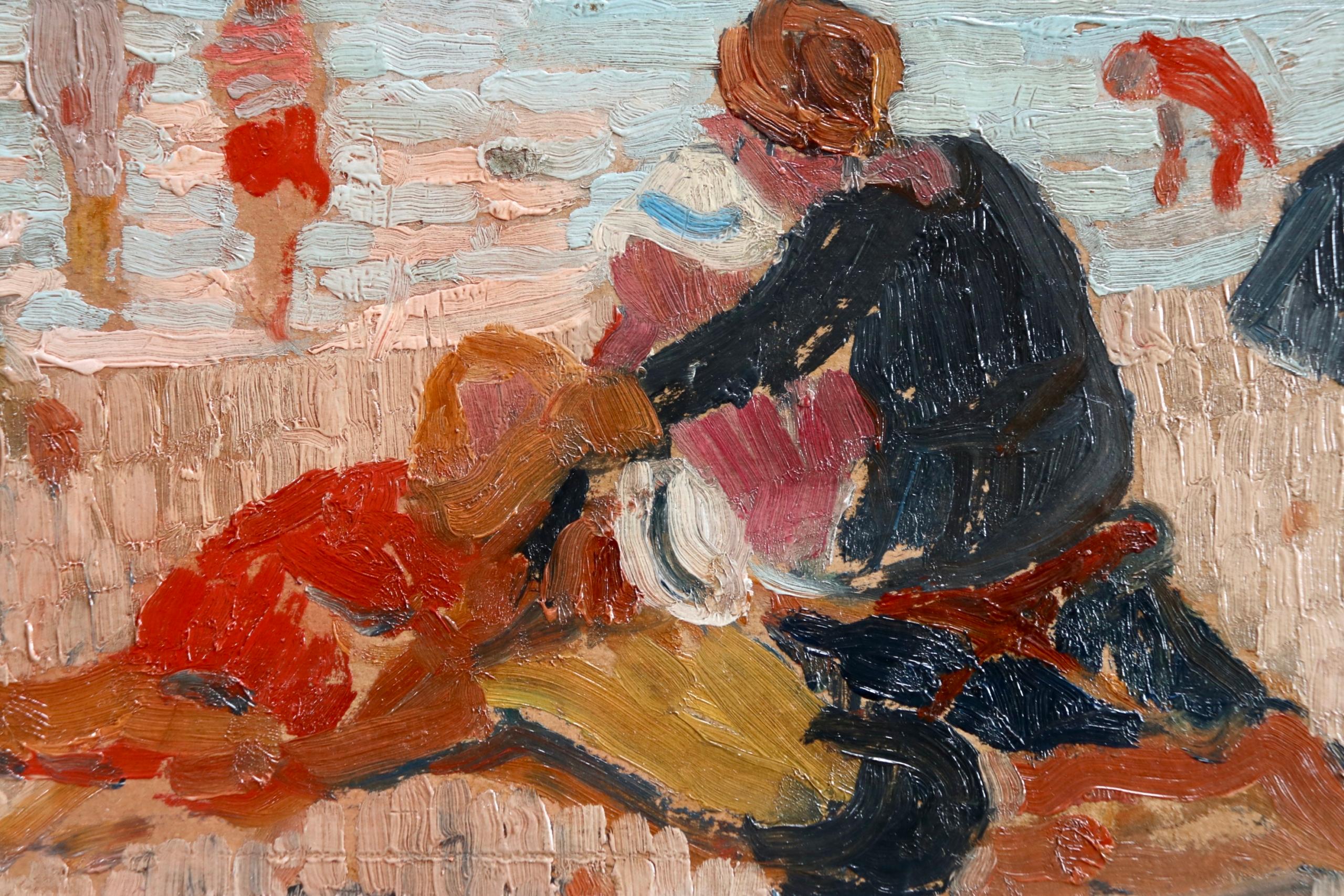 Charles Robert Boulet - Sur la plage - Pointillist Oil, Figures in ...