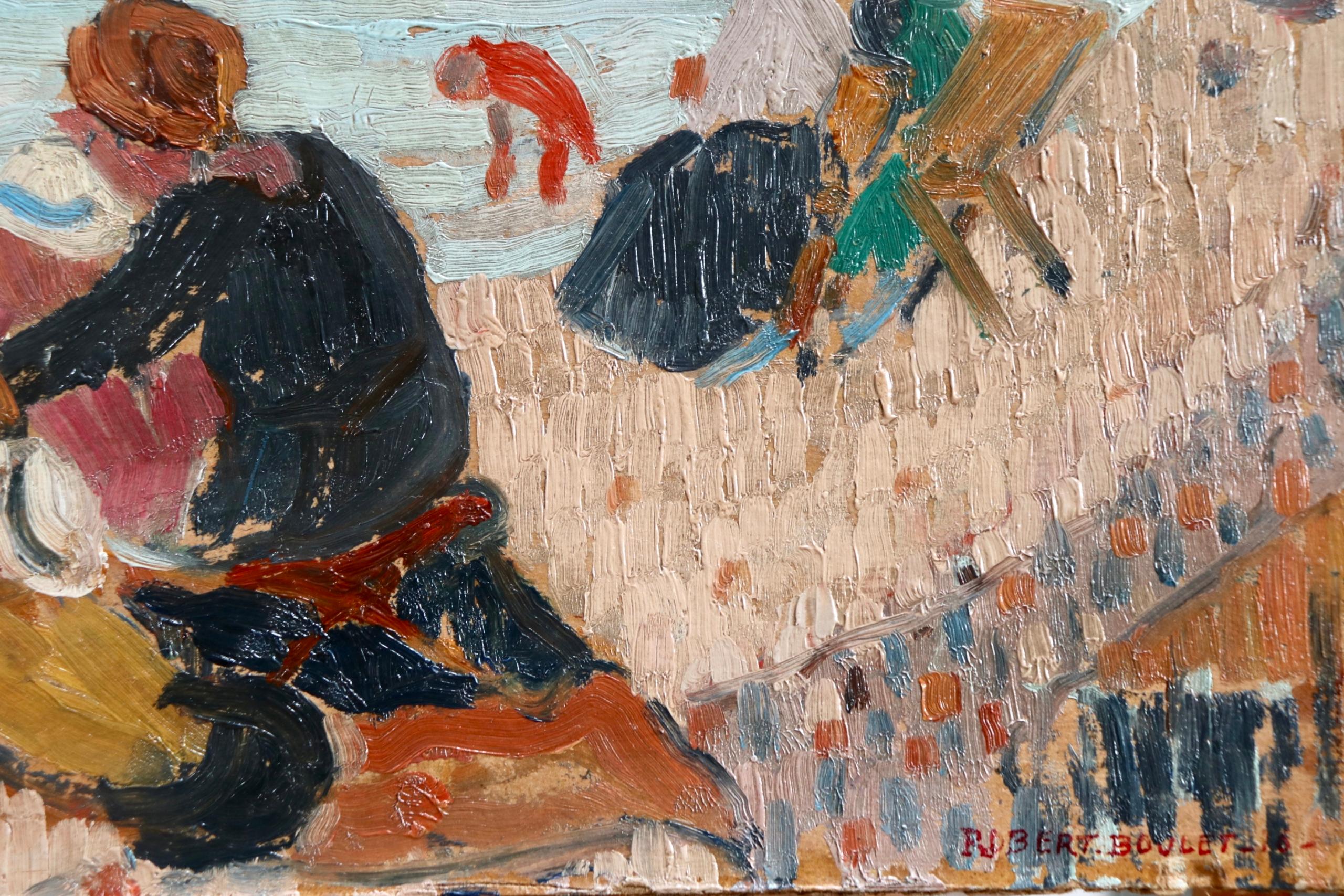 Charles Robert Boulet - Sur la plage - Pointillist Oil, Figures in ...