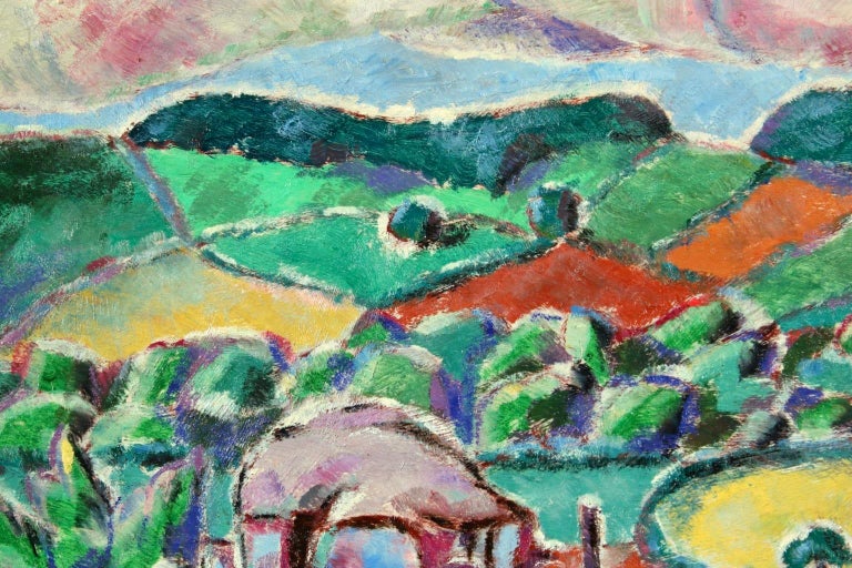 Lois Hutton - Paysage Provencal - Cubist Oil, Farmland Landscape by ...