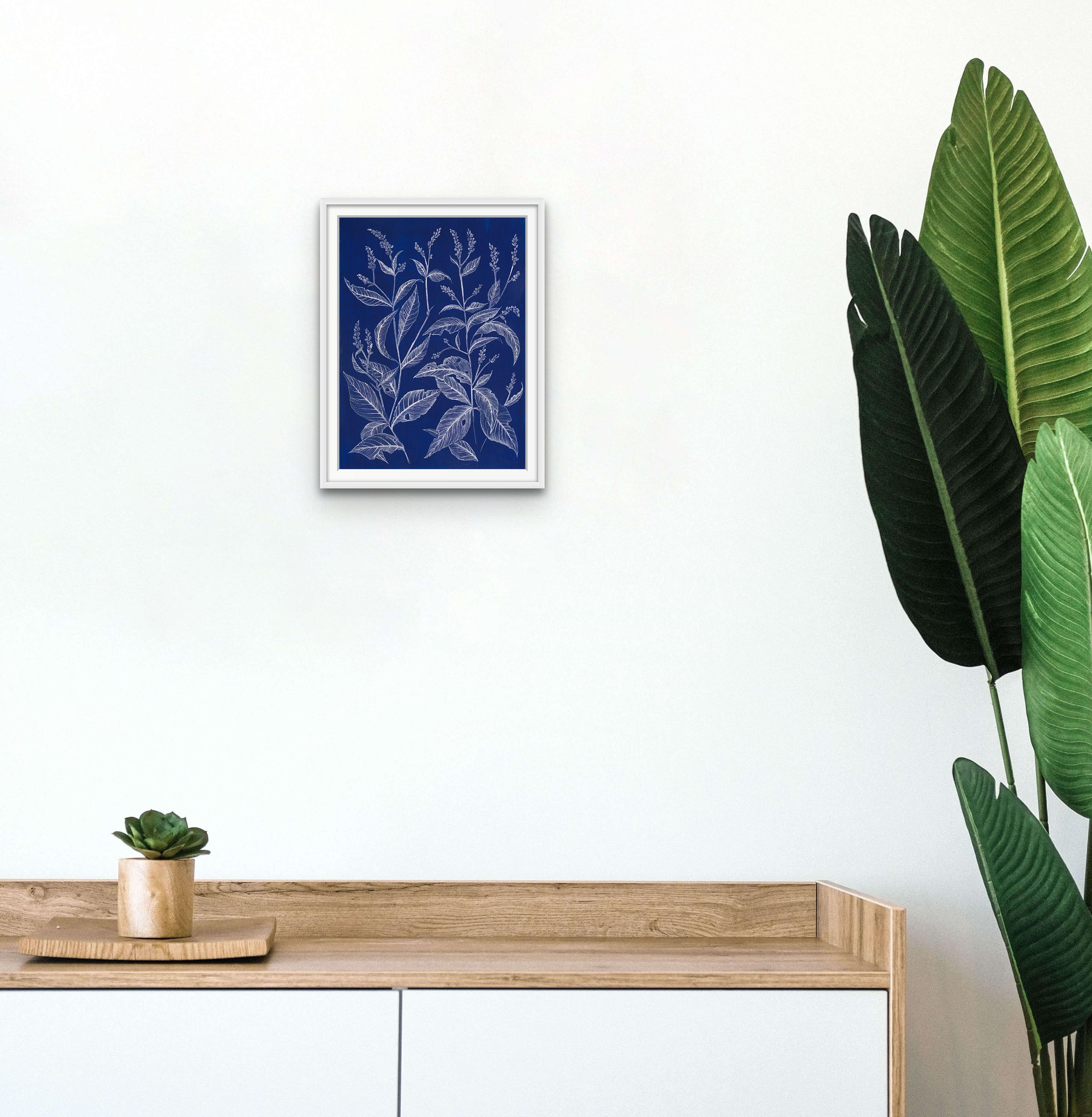 Margot Glass - Lady's Thumb (blue), graphite botanical still life ...