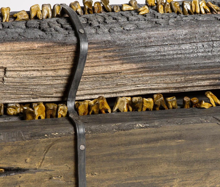 Elizabeth Jordan - Wood and shellac sculpture of teeth in burned wood ...