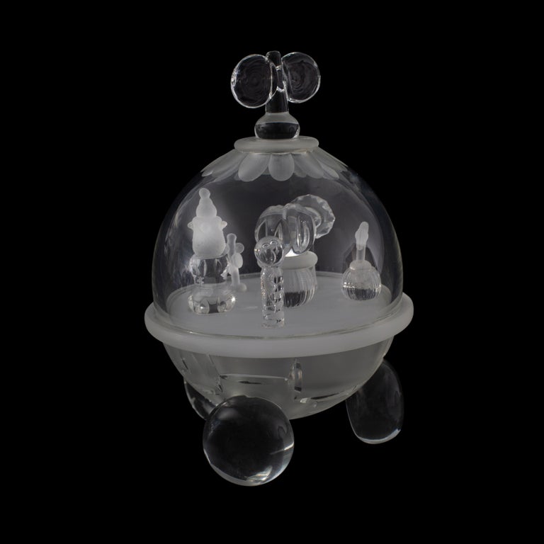 Kazumi Ohno - 'Glass Ball With Rings' Hand Blown, Carved and Etched ...