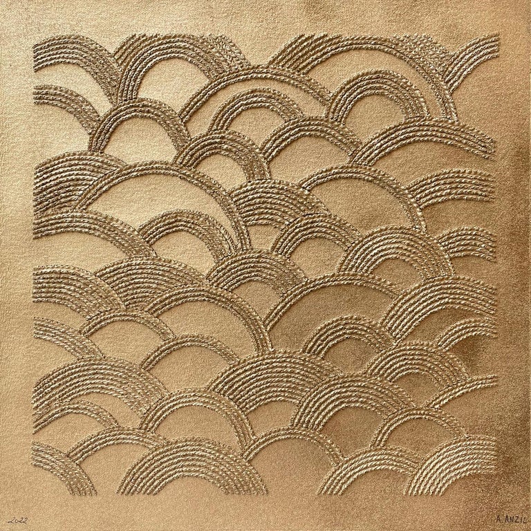 Antonin Anzil - #5- intricate gold color 3D abstract geometric drawing ...