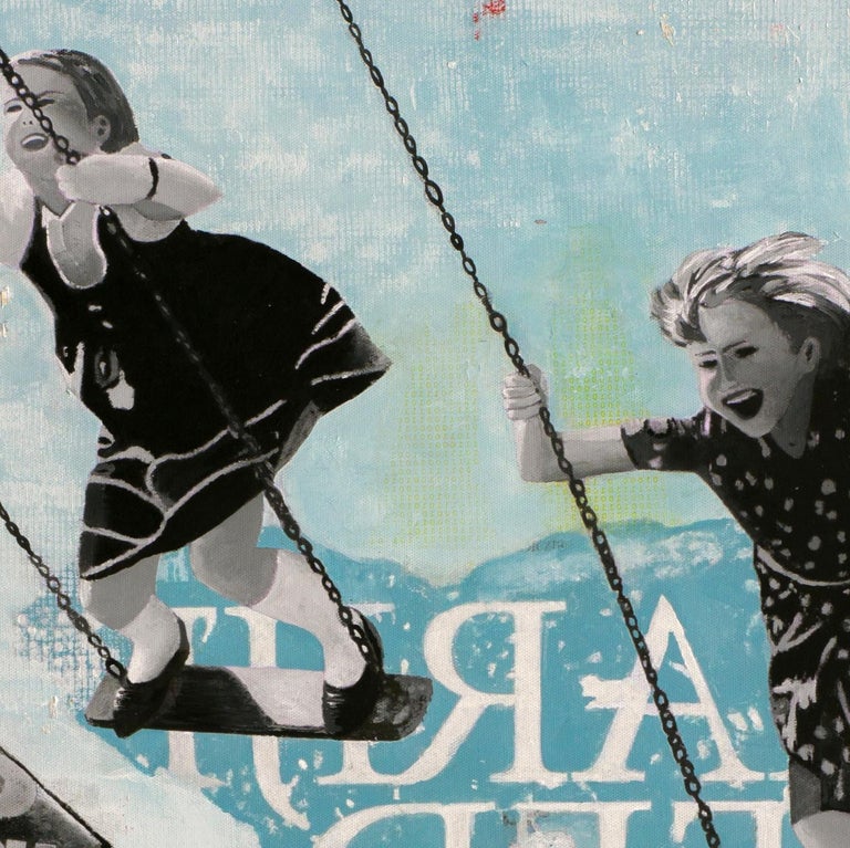 Deb Waterman - Saturday Swing - joyful street art urban landscape grey ...