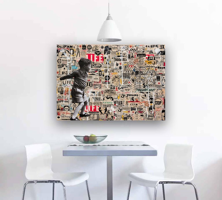 Deb Waterman - Target- street art urban landscape with boy and vintage ...