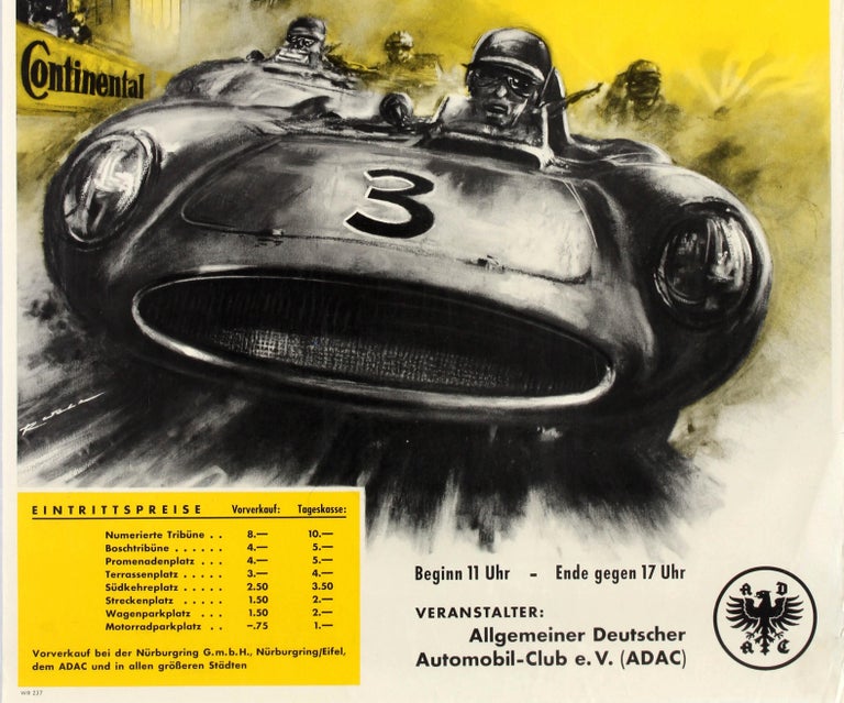 R. Wall - Original Vintage ADAC 500Km Nurburgring Car Racing Poster ...