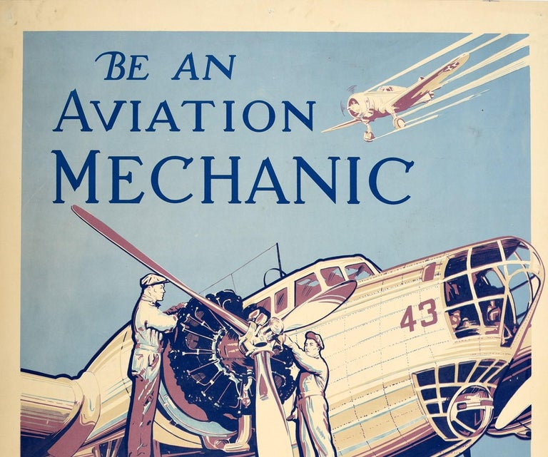 Spezio - Original Vintage Poster Aviation Mechanic Air Corps US Army ...