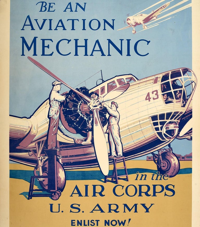 Spezio - Original Vintage Poster Aviation Mechanic Air Corps US Army ...