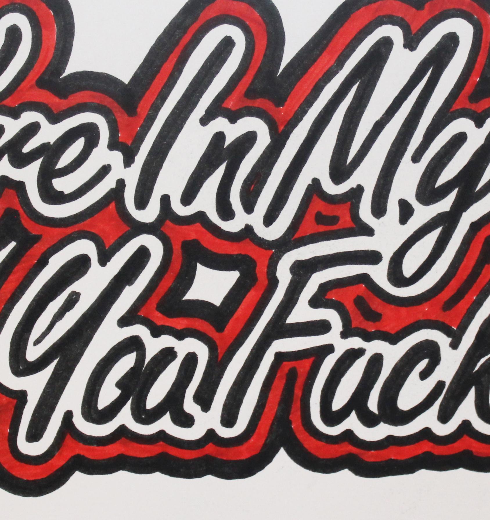 Tal Booker - In My Veins Original paper emerging artist red black pen pop signed eyal booker For ...