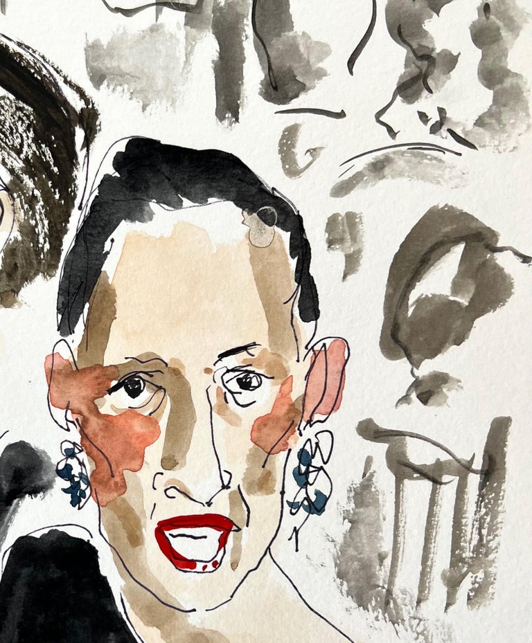 Manuel Santelices - Fred Hughes and Diana Vreeland in New York, Ink and Watercolour on paper For ...