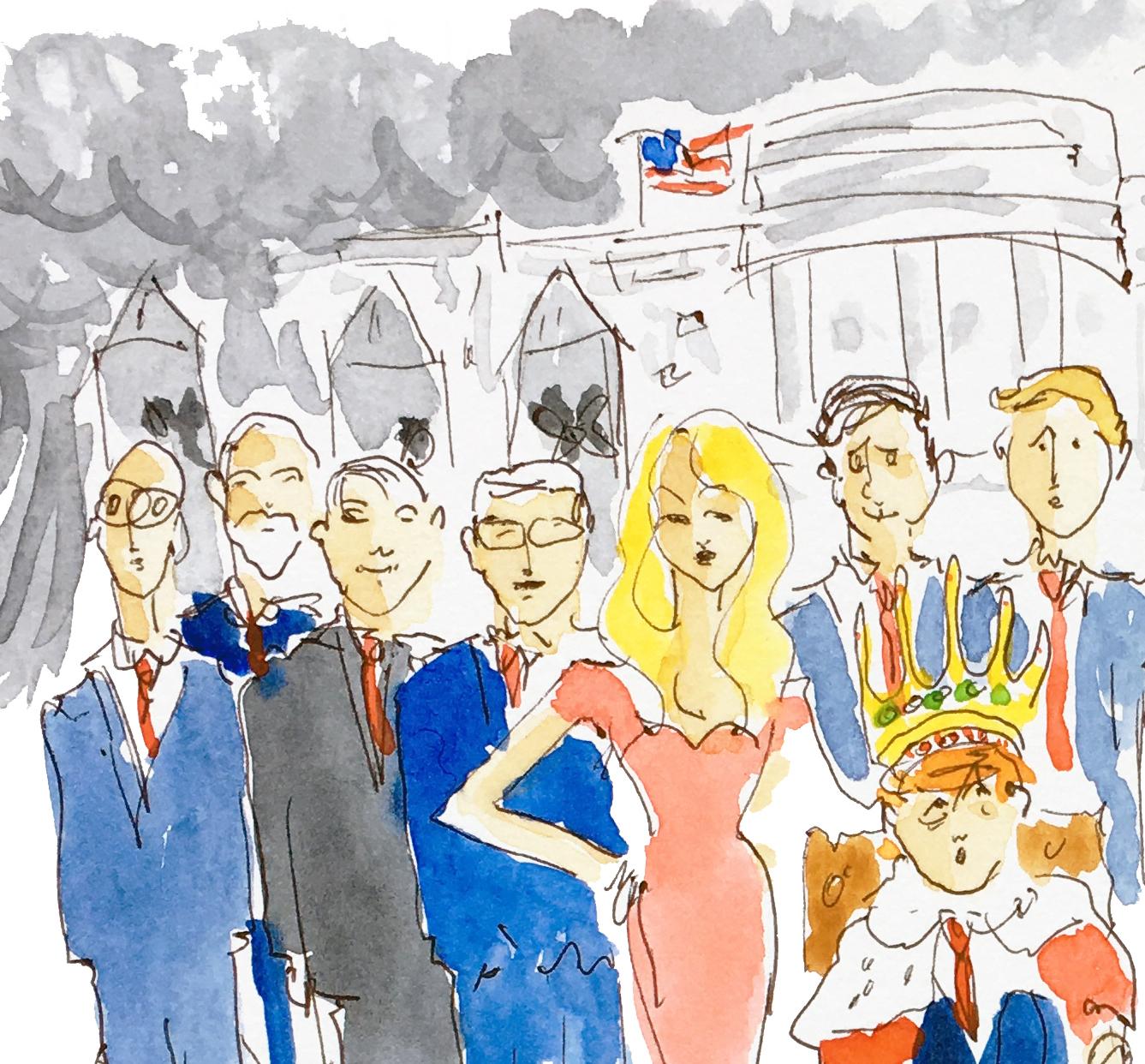 Manuel Santelices - King Donald's White House, Watercolor Painting For ...