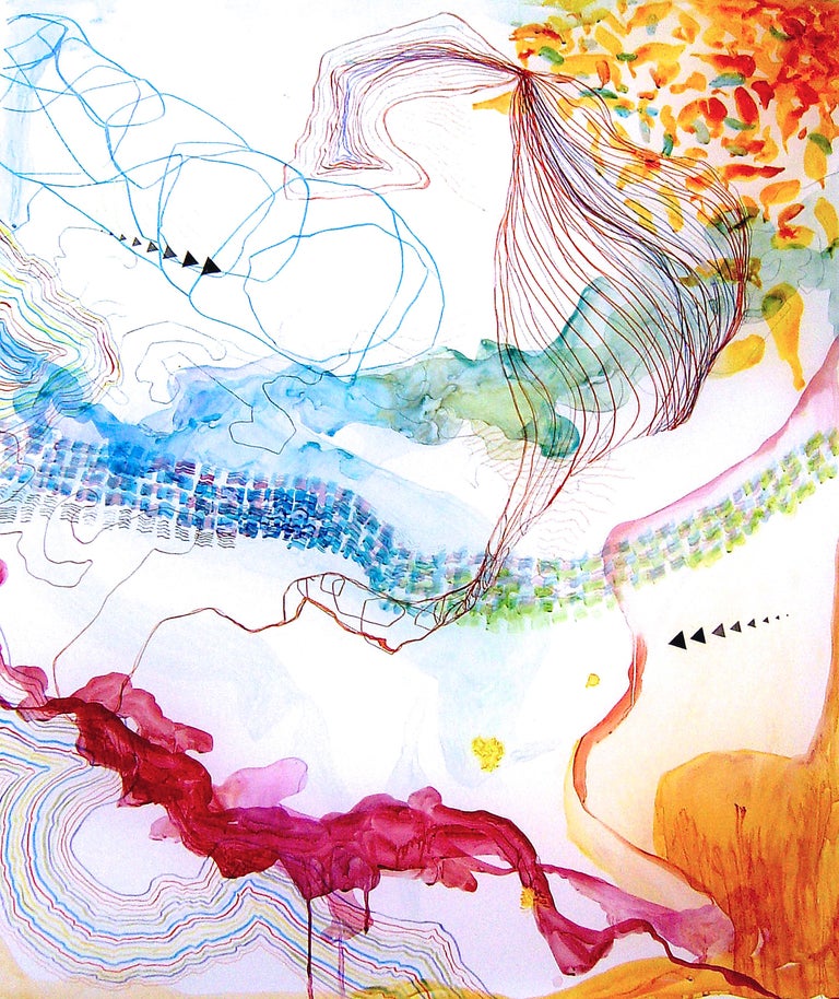 Susan Sharp - "Trace #14" Large, vibrant, watery colorful abstraction ...