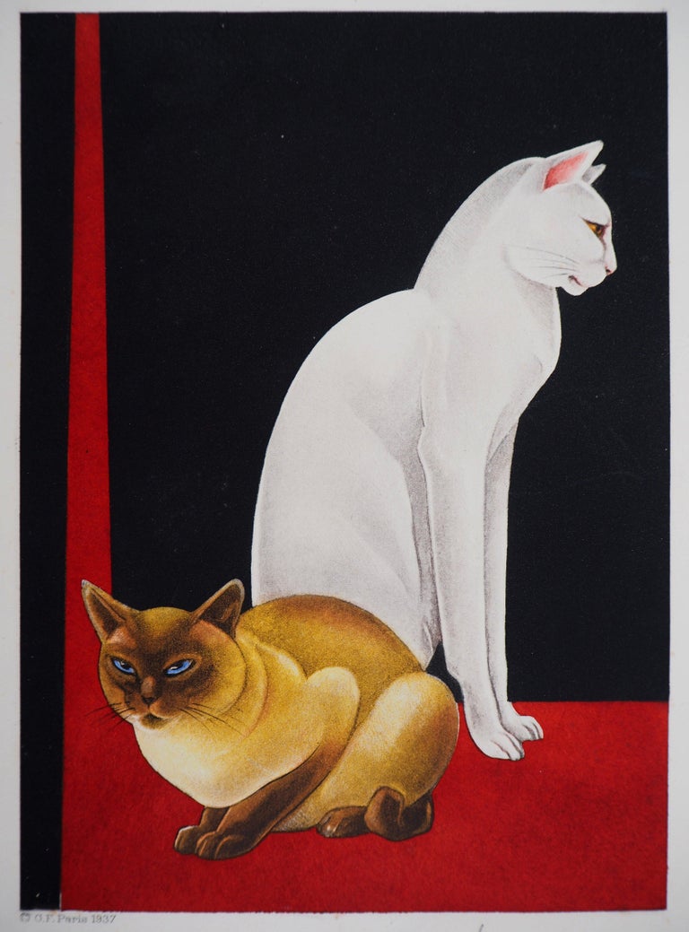 Jacques Nam - Two cats - Original Handsigned Etching - 1937 For Sale at ...