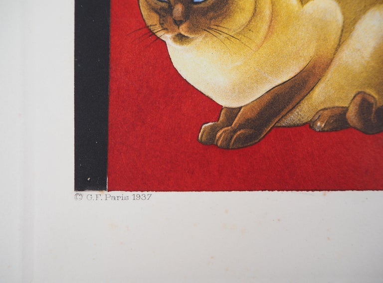 Jacques Nam - Two cats - Original Handsigned Etching - 1937 For Sale at ...
