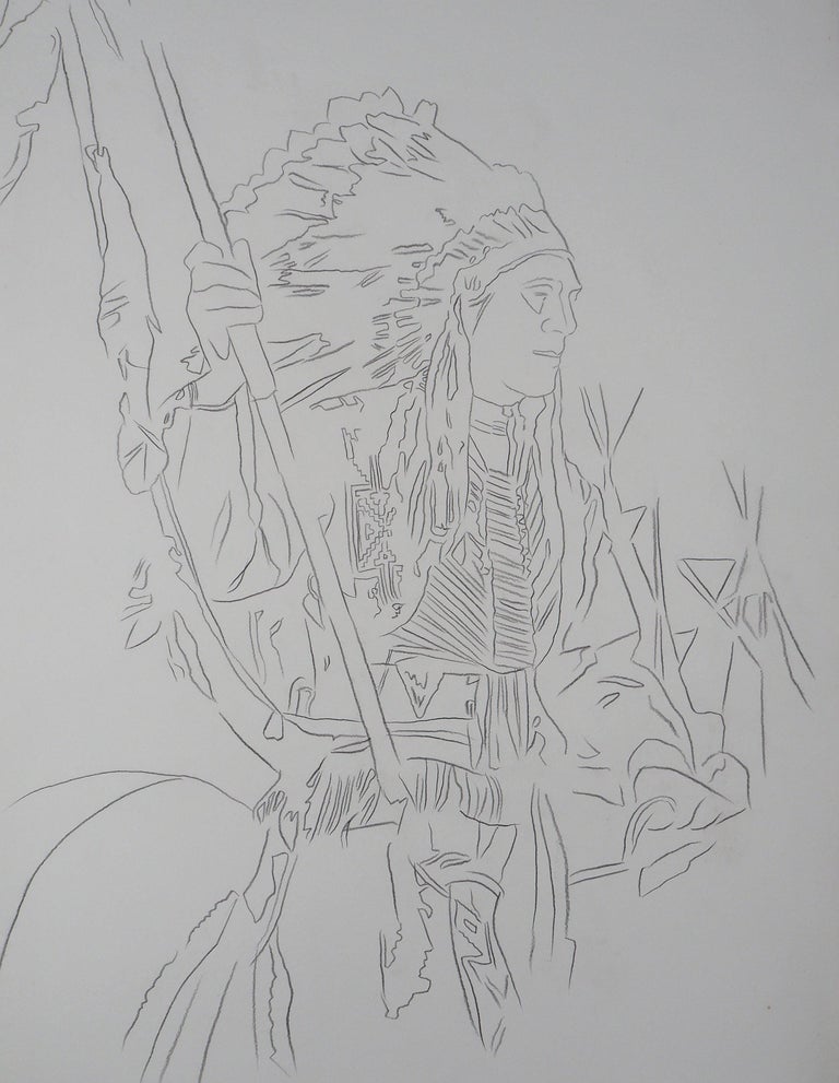 Andy Warhol - Indian : War Bonnet - Original pencil drawing (Warhol ...