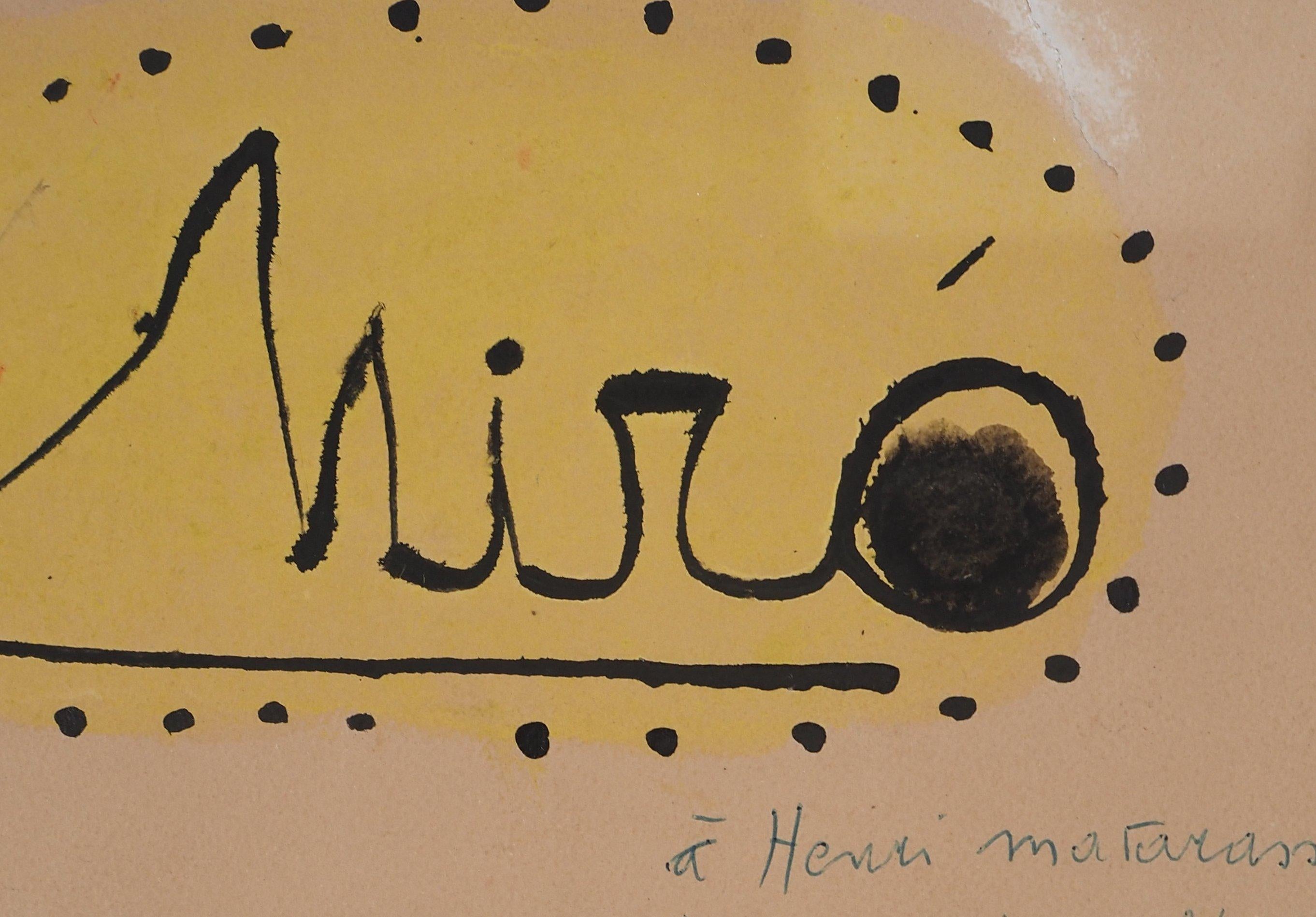 Joan Miró - Miró, Sol y Sol Negro - Dibujo original en tinta y acuarela ...
