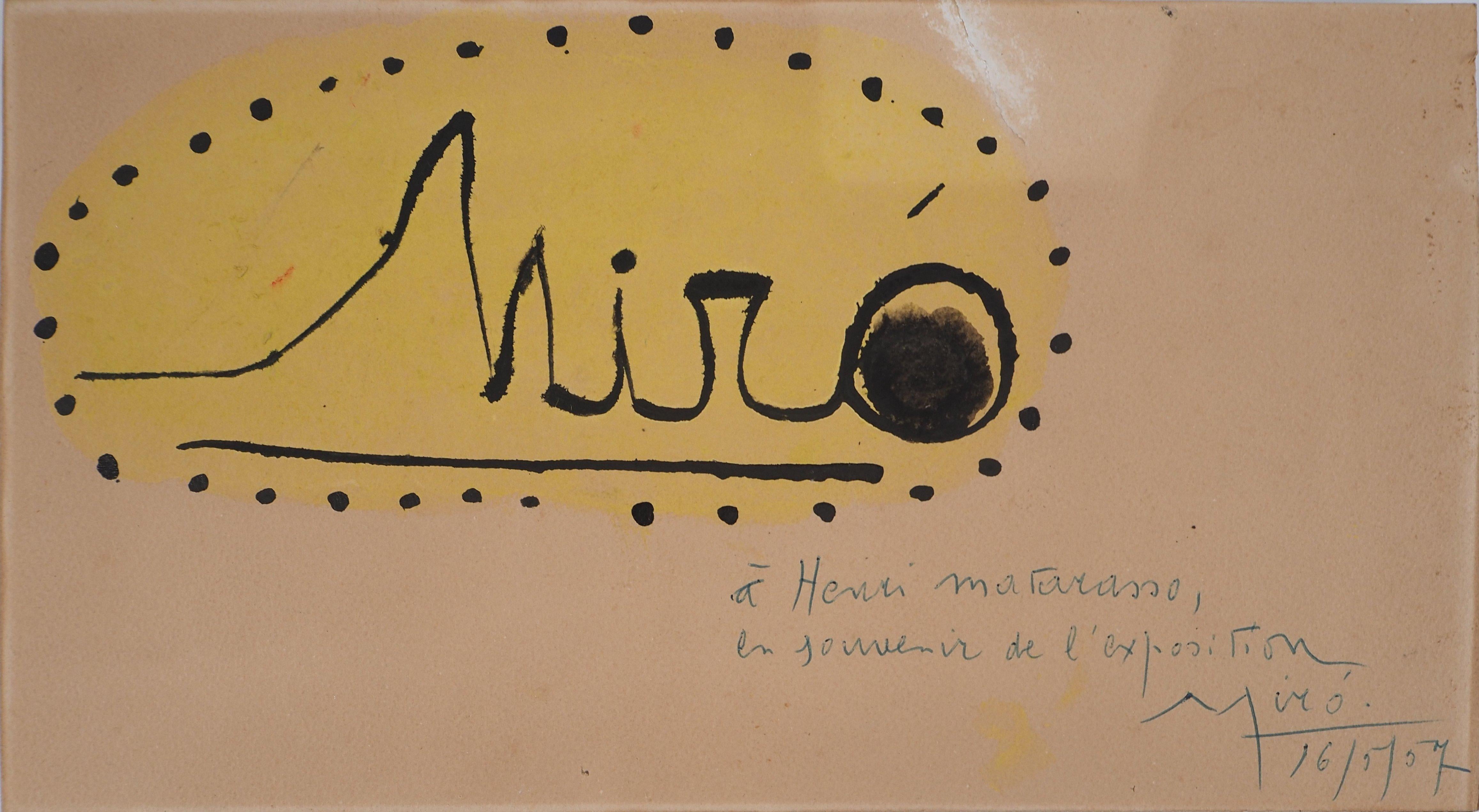 Joan Miró - Miro, Sun and Black Sun - Original ink and watercolor ...