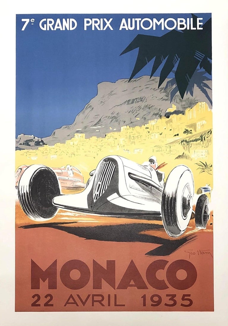 Geo Ham - 7th Grand Prix Automobile Monaco 1935 - Lithographic Poster ...