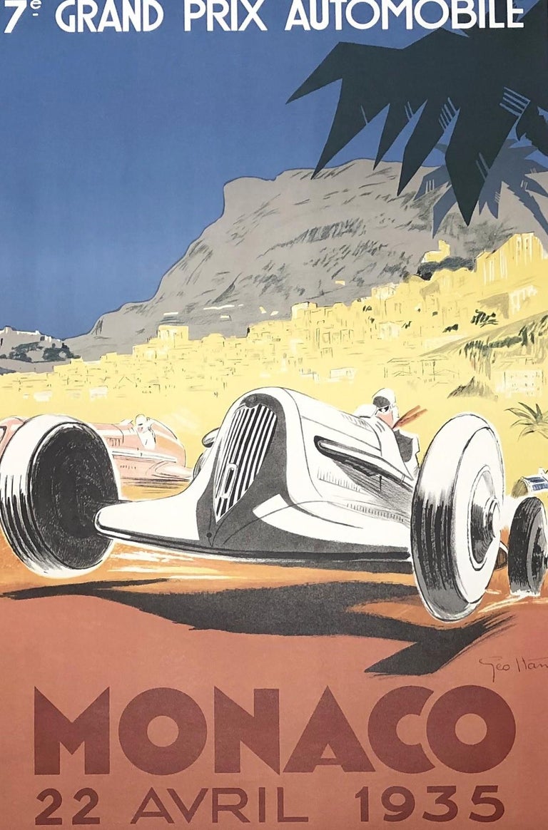 Geo Ham - 7th Grand Prix Automobile Monaco 1935 - Lithographic Poster ...