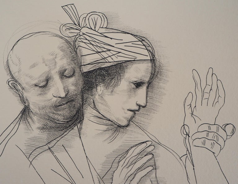 Miguel Conde - Lovers and Pilgrim - Original ink drawing, Handsigned ...