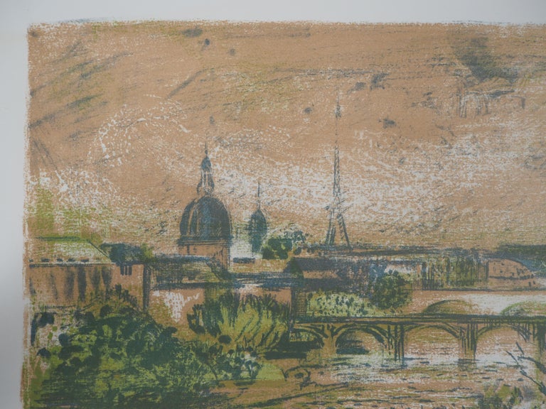 Paul Collomb - Paris : Seine River - Original lithograph, Handsigned ...
