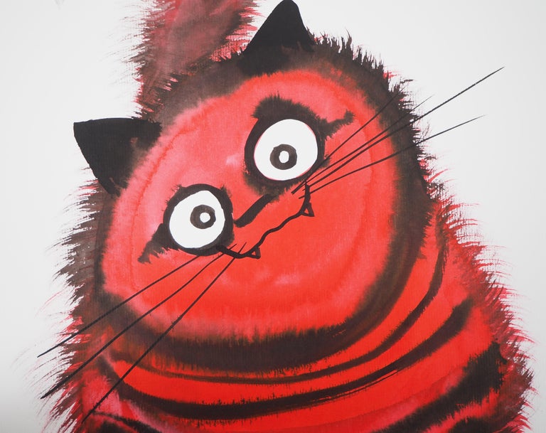 Laszlo Tibay - Malicious Red Cat - Handsigned Original Ink Drawing For ...