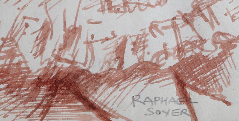 Raphael Soyer - Pensive Dancer, Ink Drawing by Raphael Soyer For Sale ...