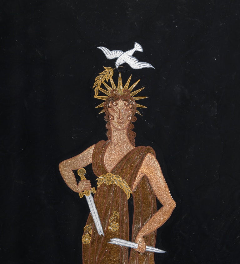 Erté - Statue de la Paix, Art Deco Gouache Painting by Erte at 1stDibs