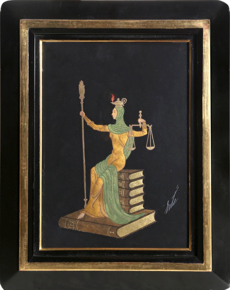 Erté - Lady Justice, Art Deco Gouache Painting by Erte For Sale at 1stDibs