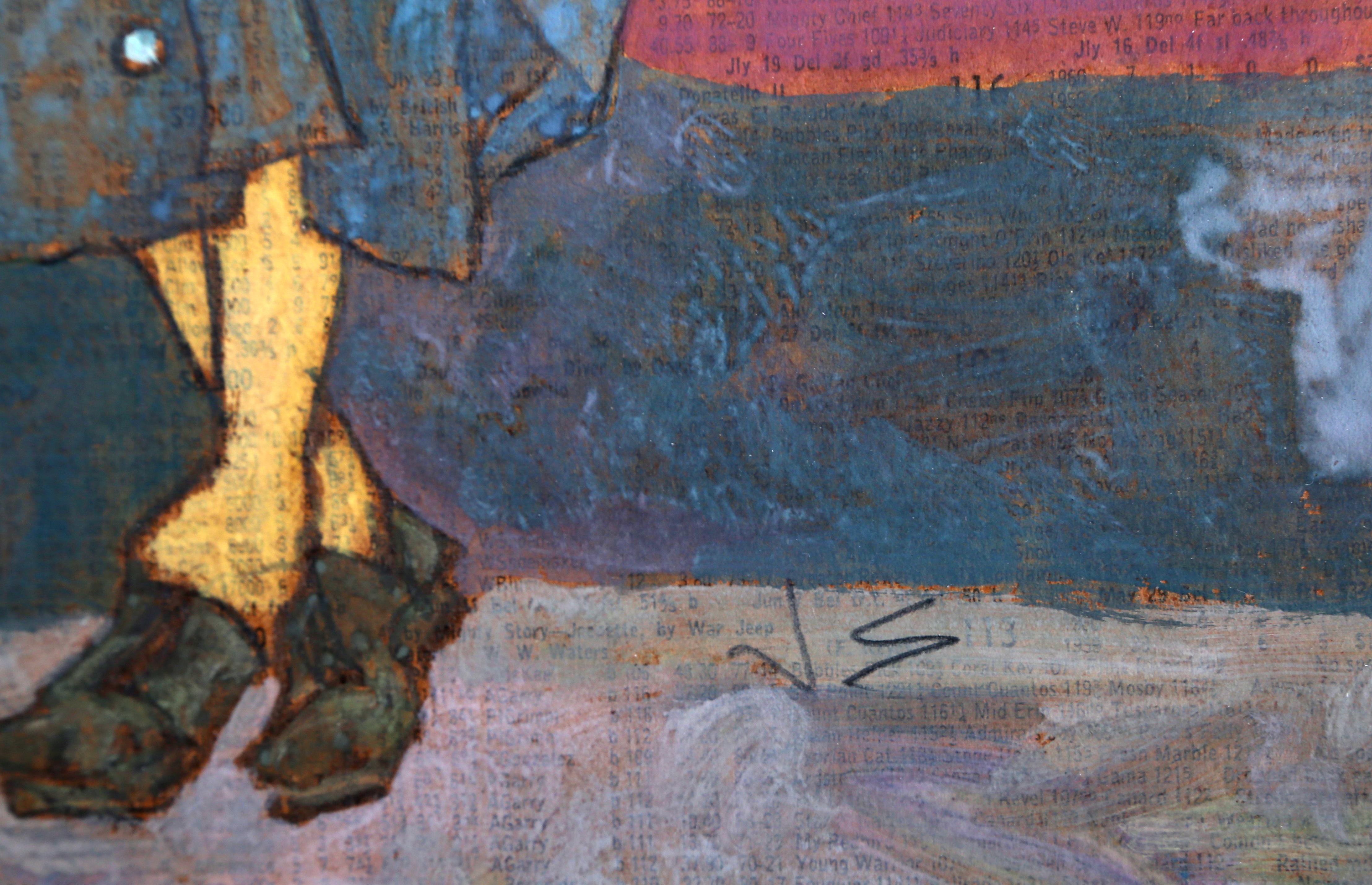 Joseph Solman - Woman Reading the Newspaper on Subway, Gouache Painting ...