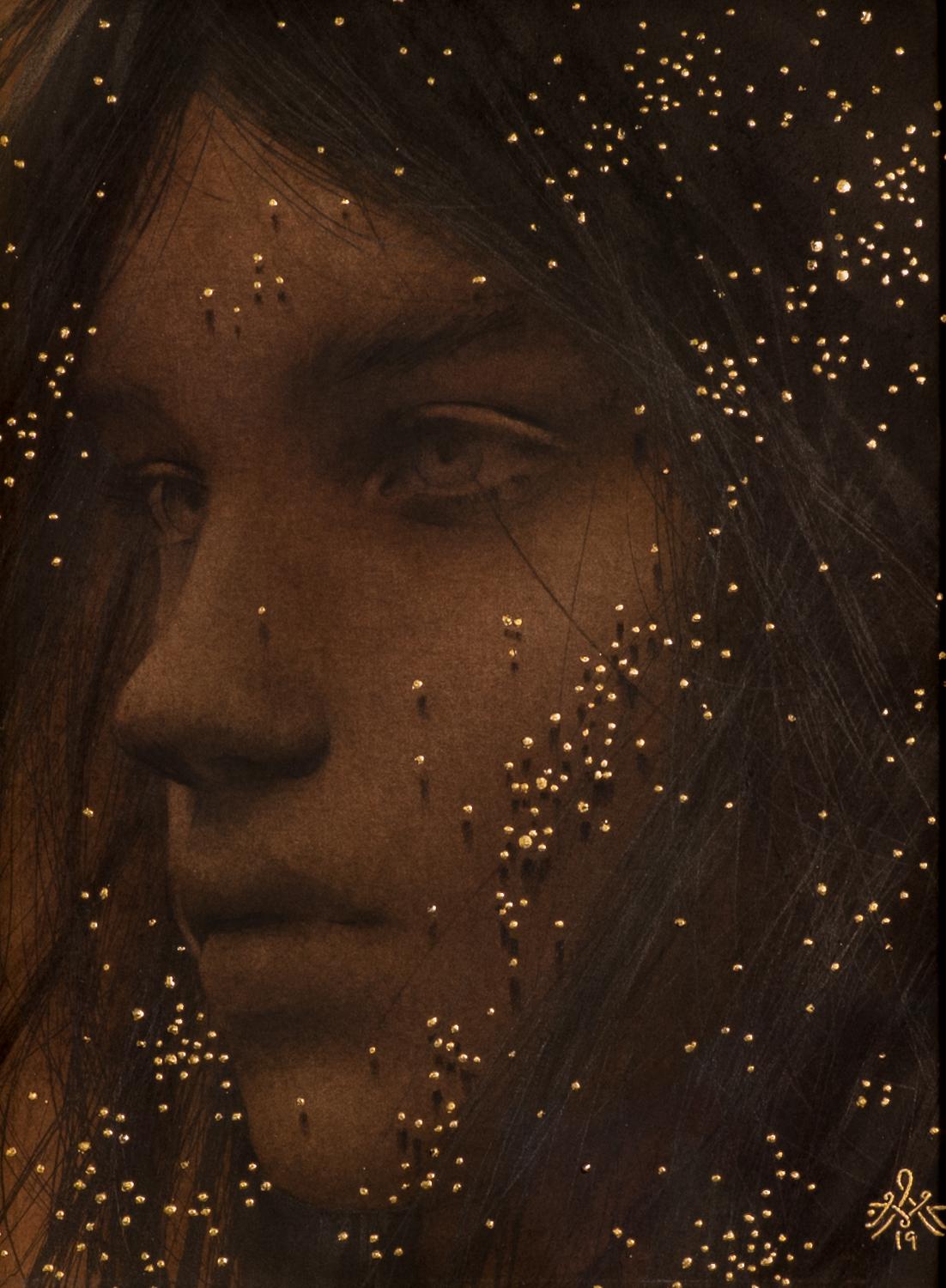 Alessandra Maria - Dust II - Contemporary Drawing with Gold Leaf at 1stDibs